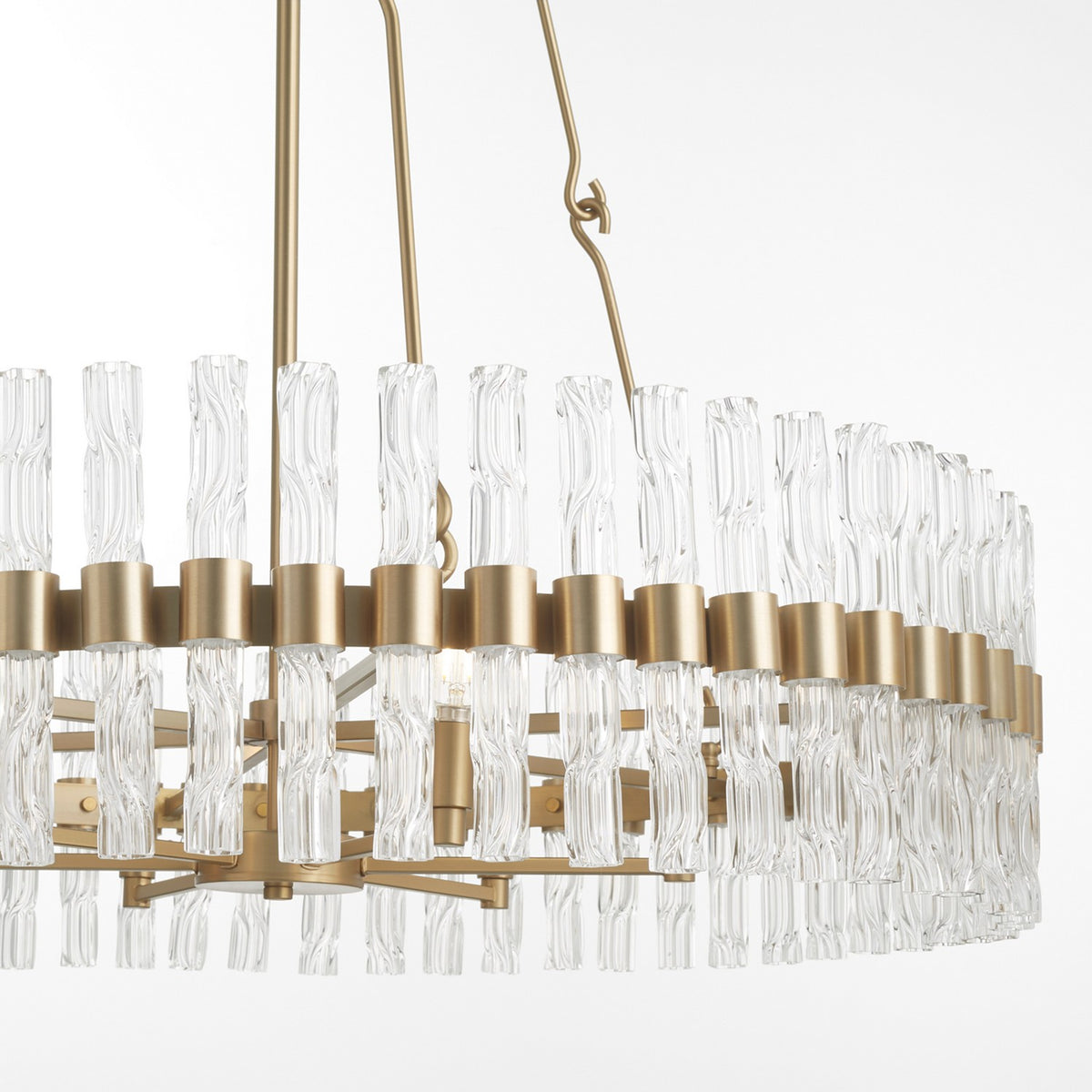Asher Six Light Chandelier, Aged Brass by Francis Millar